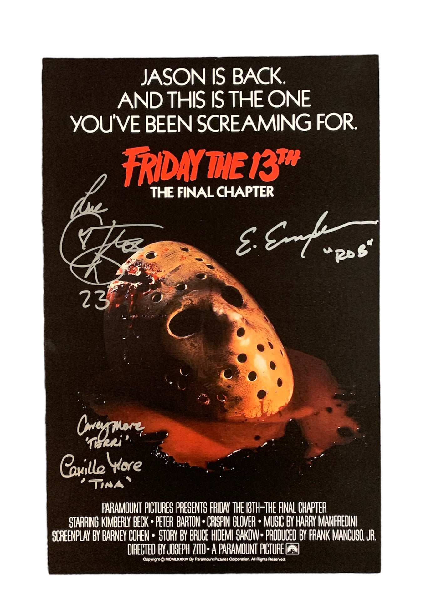 Friday the 13th: The Final Chapter Cast Autographed Mini Poster – Icon ...