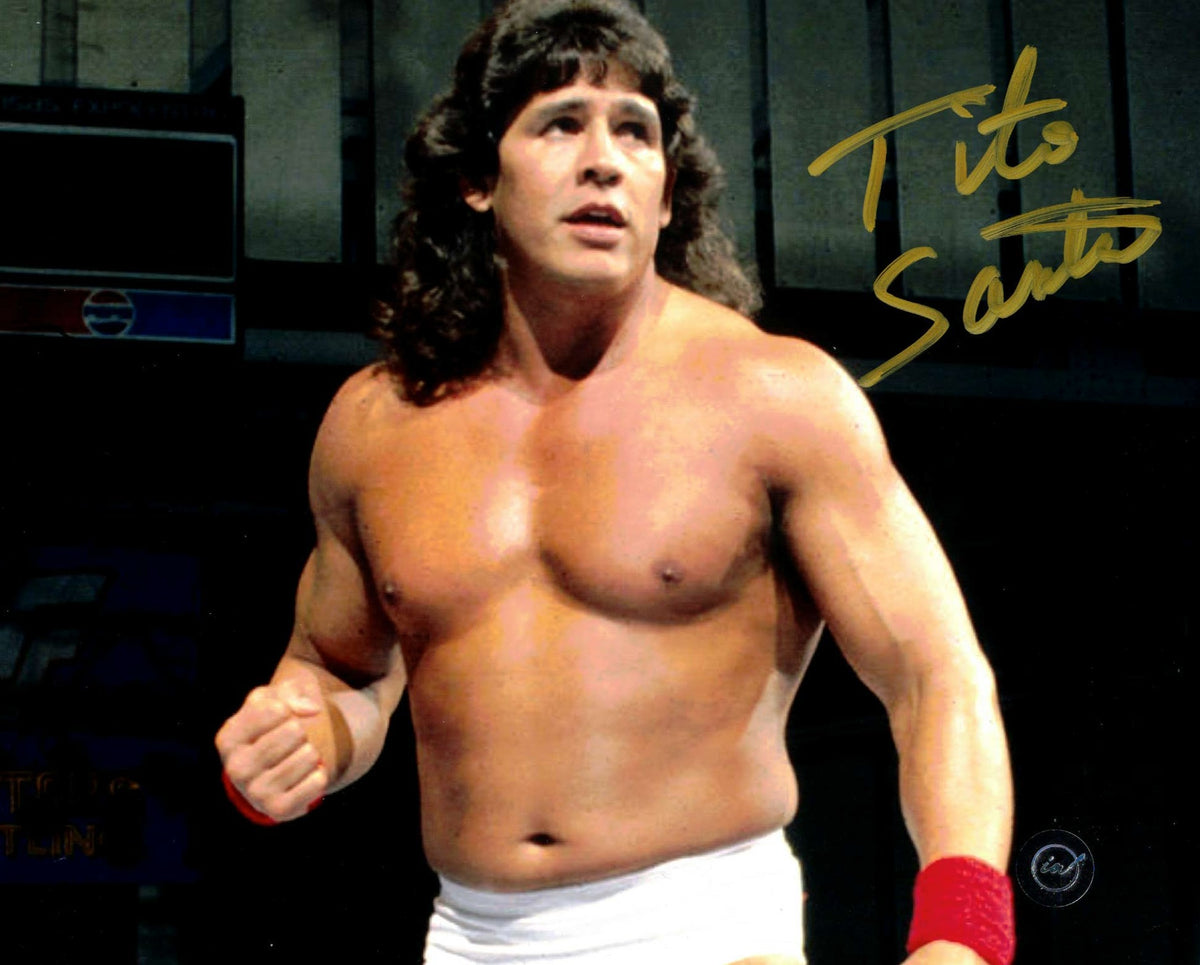 Tito Santana WWF Autographed 8x10 in Gold Paint Pen – Icon Autographs