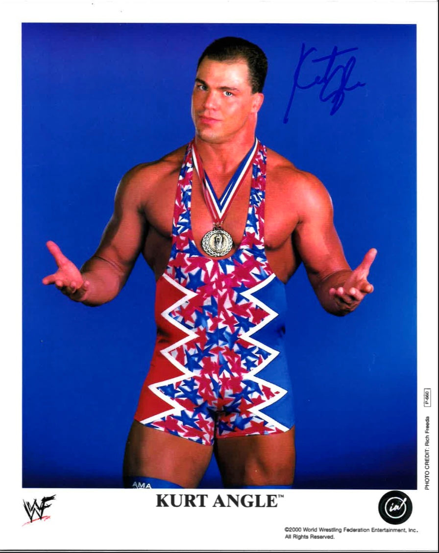Kurt Angle Autographed WWF 8x10 Photo – Icon Autographs