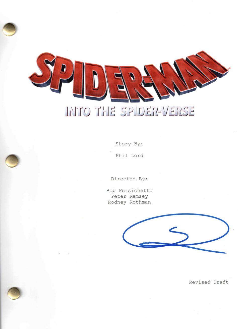 Shameik Moore Spider-Man into the Spider-Verse Replica Script Cover ...