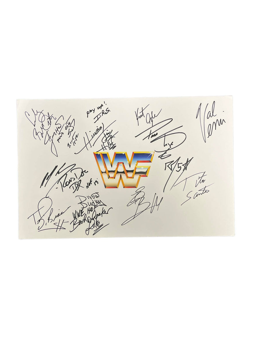 Legends of Wrestling Autographed 11x17 WWF / WWE Retro Logo 15 Superst ...